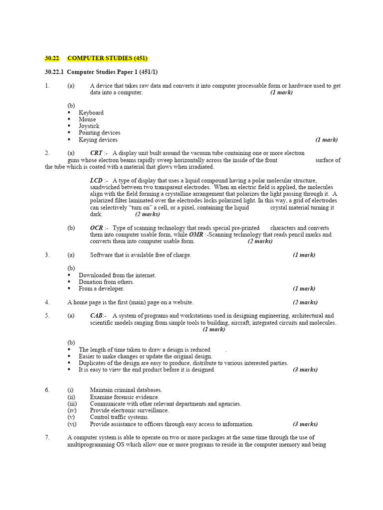 2008 Kcse Computer Studies | PDF | Computer File | Databases