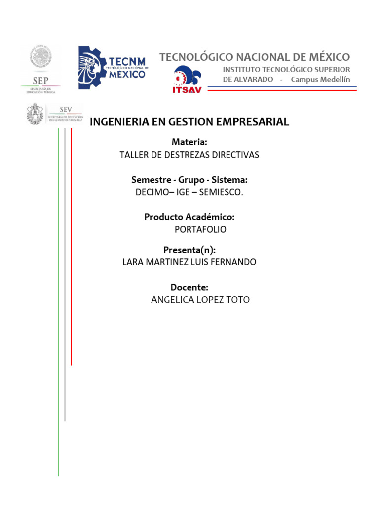 U3 Portafolio Taller de Destrezas Directivas | PDF | Liderazgo | Toma ...