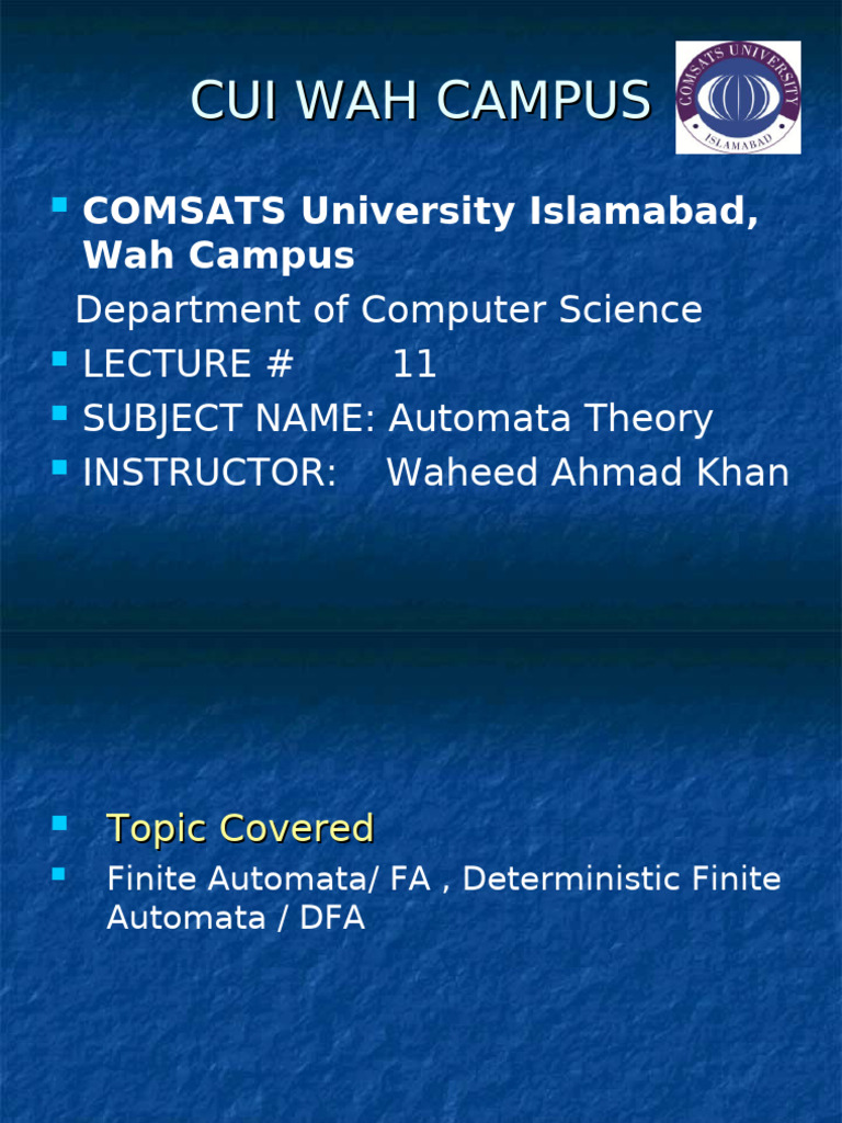 Lecture 11 Finite Automata Fa Pdf Automata Theory String