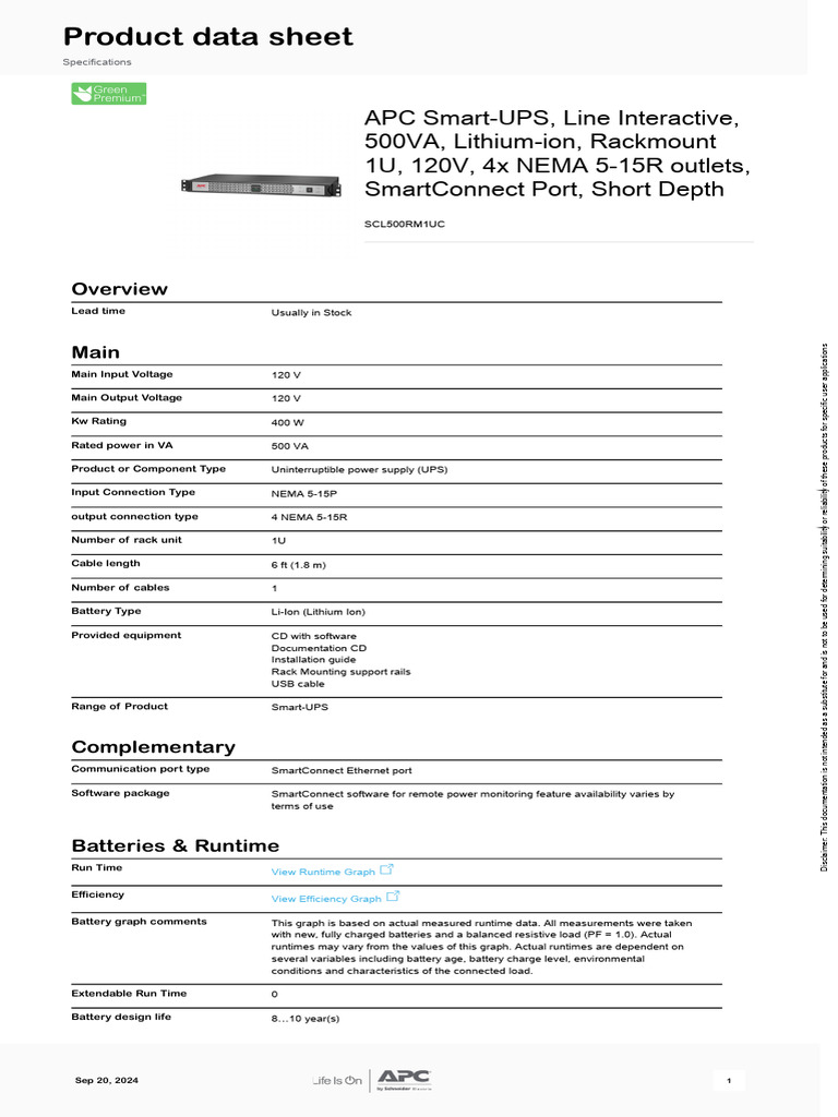 APC SmartUPS SCL500RM1UC | PDF | Lithium Ion Battery | Electrical ...