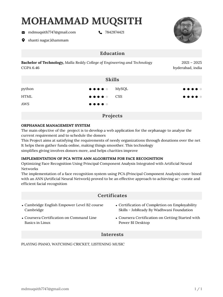 Mohammad Muqsith Flowcv Resume 20250108 | PDF