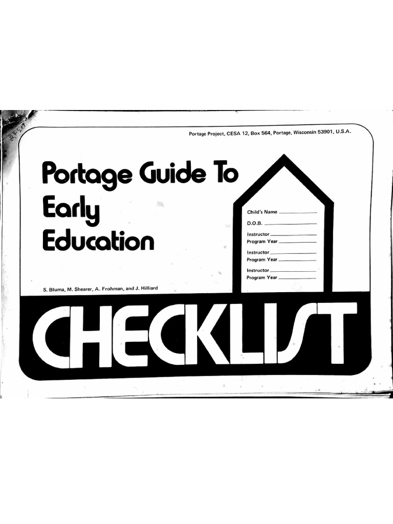 Portage Assessment Checklist PDF | PDF