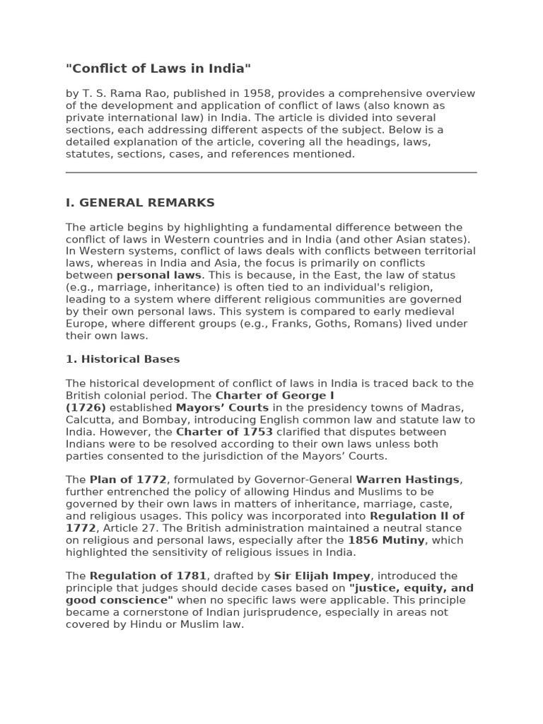 Conflict of Laws in India | PDF | Marriage | Equity (Law)