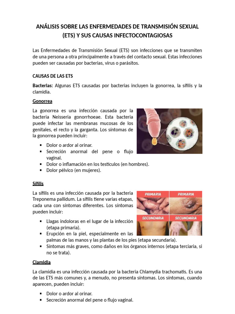 ANÁLISIS SOBRE LAS ENFERMEDADES DE TRANSMISIÓN SEXUAL (ETS) Y SUS CAUSAS INFECTOCONTAGIOSAS ...