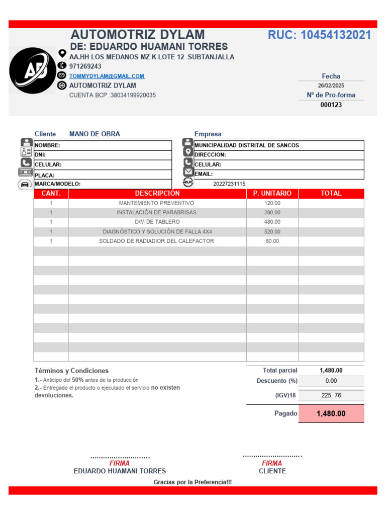 Formato Cotización - Proforma-223 | PDF
