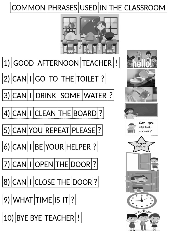 Common Phrases Used in The Classroom - Boceto Final | PDF