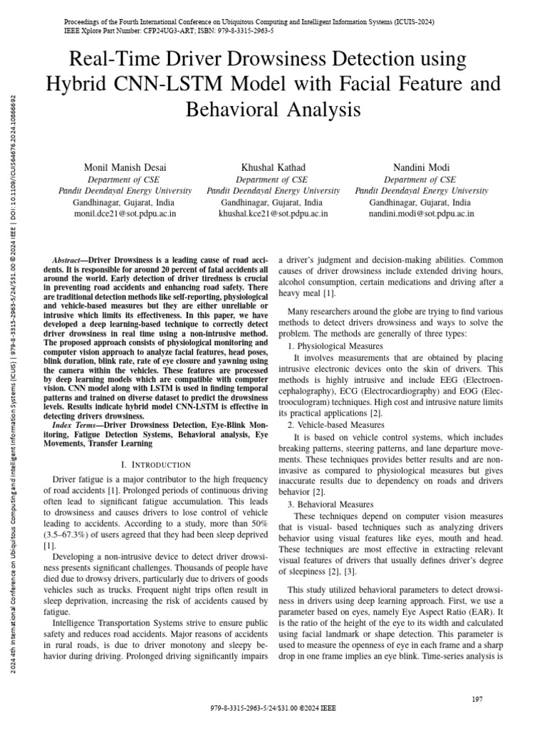 Real-Time Driver Drowsiness Detection Using Hybrid CNN-LSTM Model With Facial Feature and ...