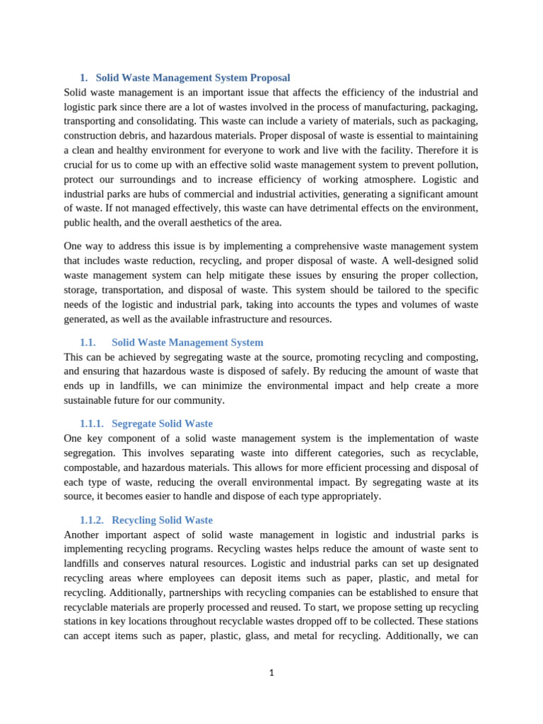 Solid Waste Management System Proposal | PDF | Waste Management | Waste