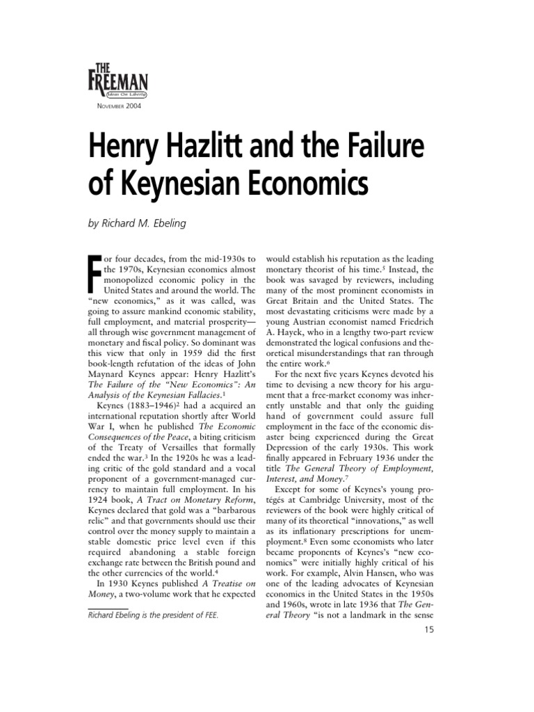 Henry Hazlitt and The Failure of Keynesian Economics: by Richard M ...