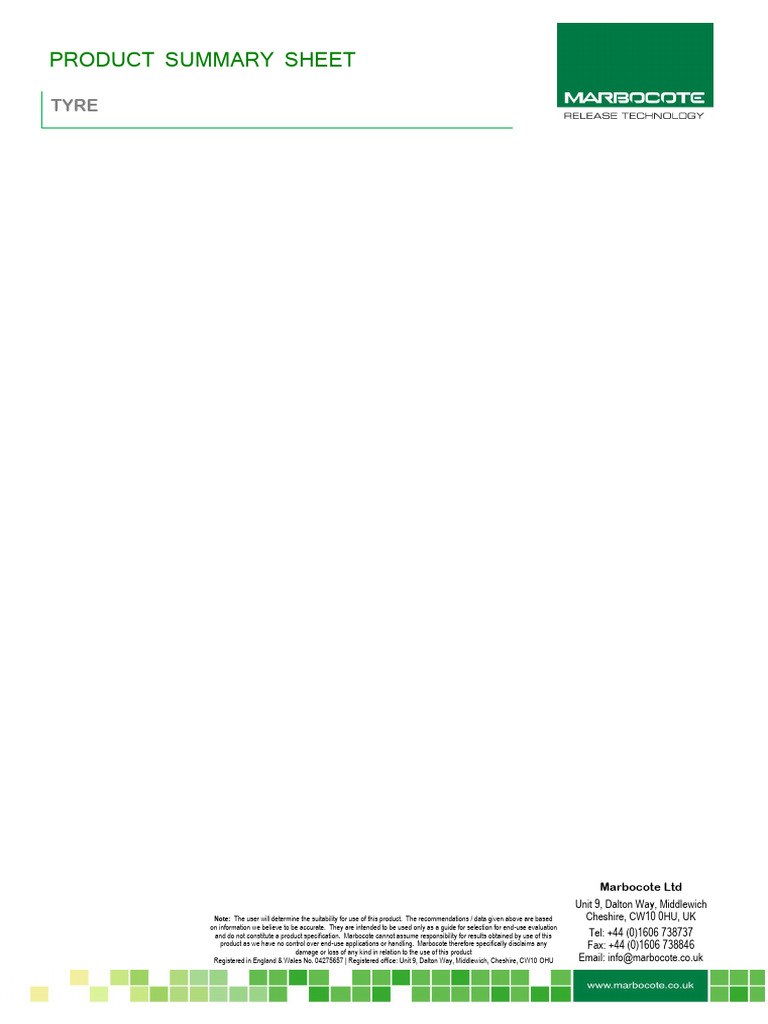 Marbocote Tyre Product Summary Sheet v6 | PDF | Materials | Building ...