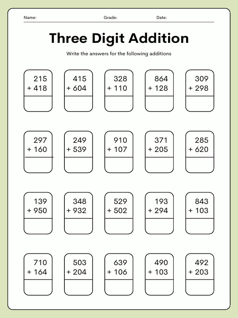 Three Addition Set of Worksheets in Colorful and Monochromatic Simple ...