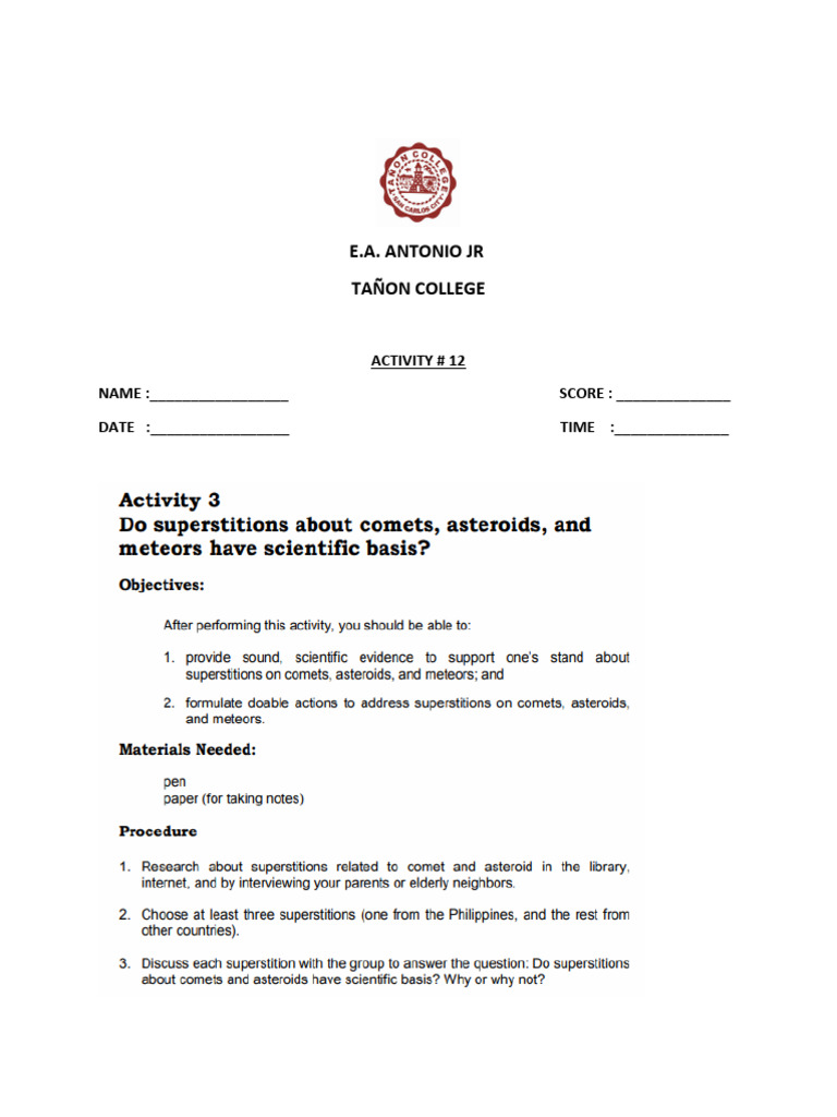 E.A. Antonio JR Tañon College | PDF