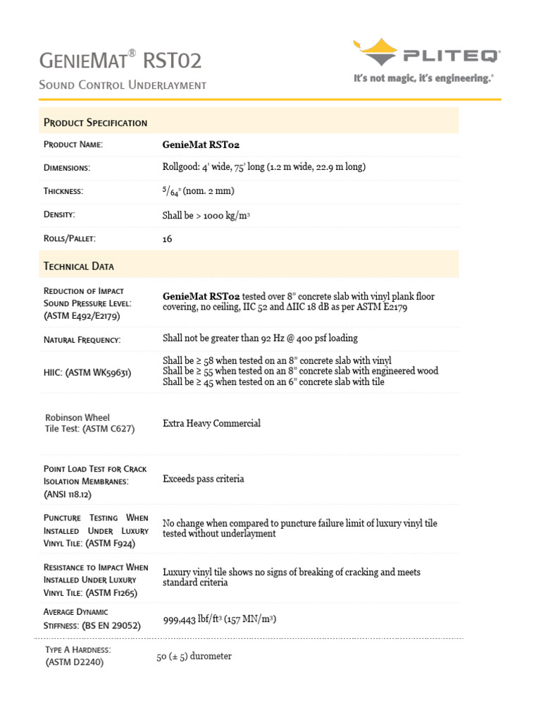 Pliteq GenieMat RST02 Product Spec Guide 1 1 (2) 250130 171150 | PDF ...
