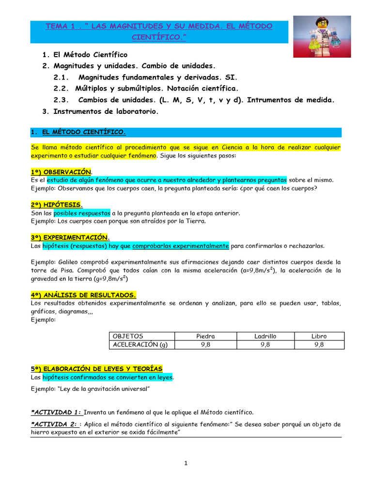 Tema 1 - 3º Eso Fyq | PDF | Método científico | Kilogramo