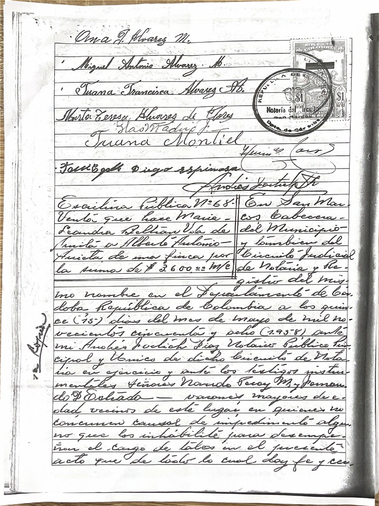 Escritura Pública 68 de 16-05-1958. San Marcos, Sucre | PDF