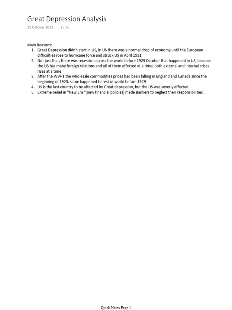 Great Depression Analysis | PDF