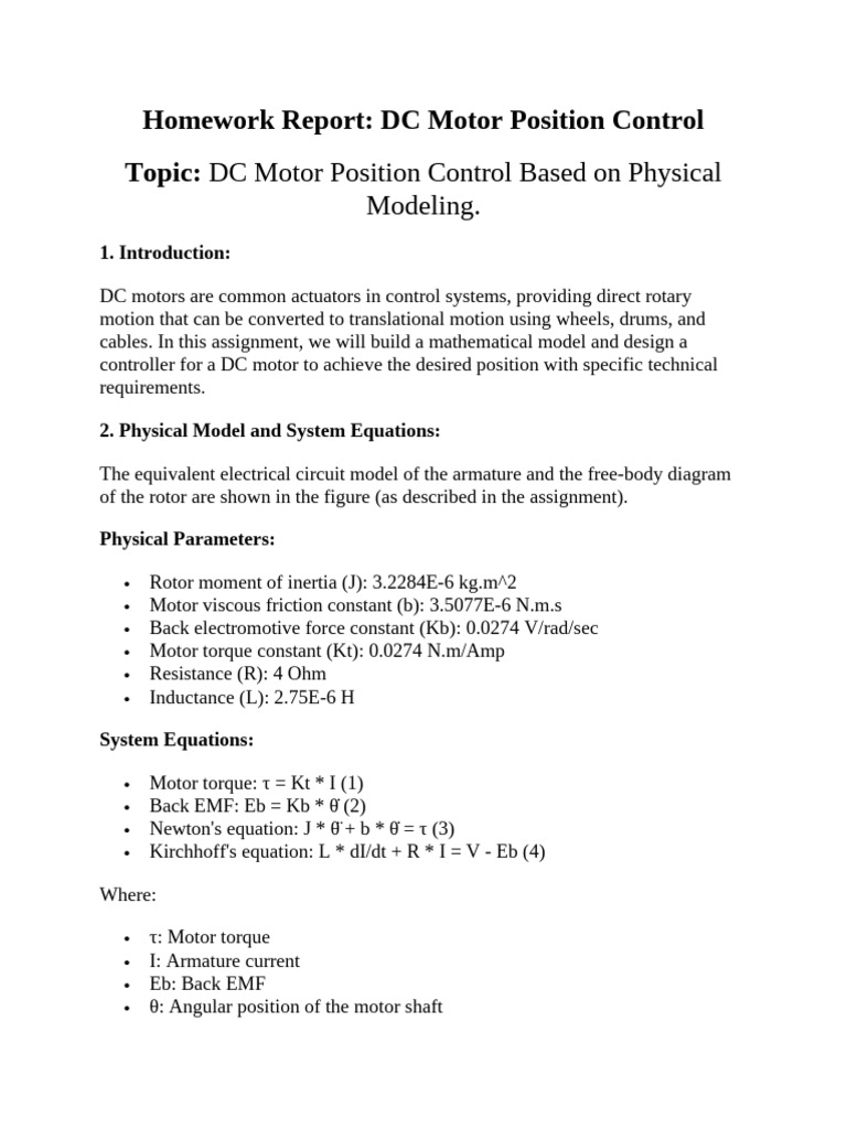 Homework1 Report | PDF | Electric Motor | Torque