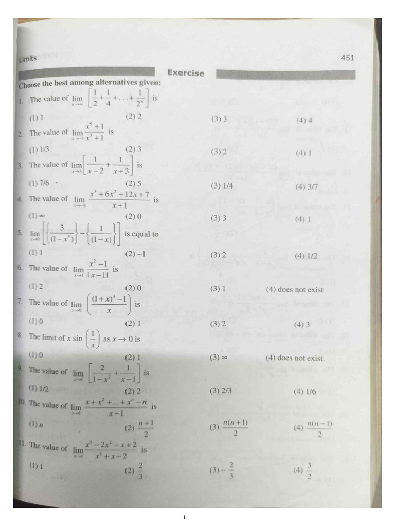 Limits Questions | PDF