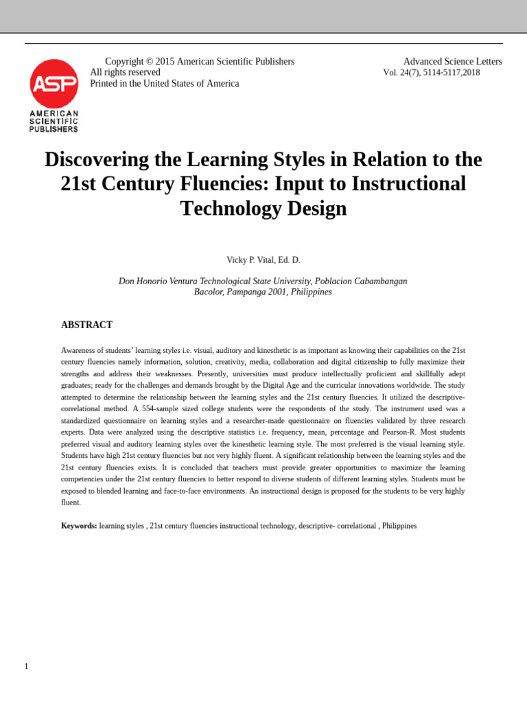 DiscoveringtheLearningStyles-ASL 2 | PDF | Learning Styles | Fluency