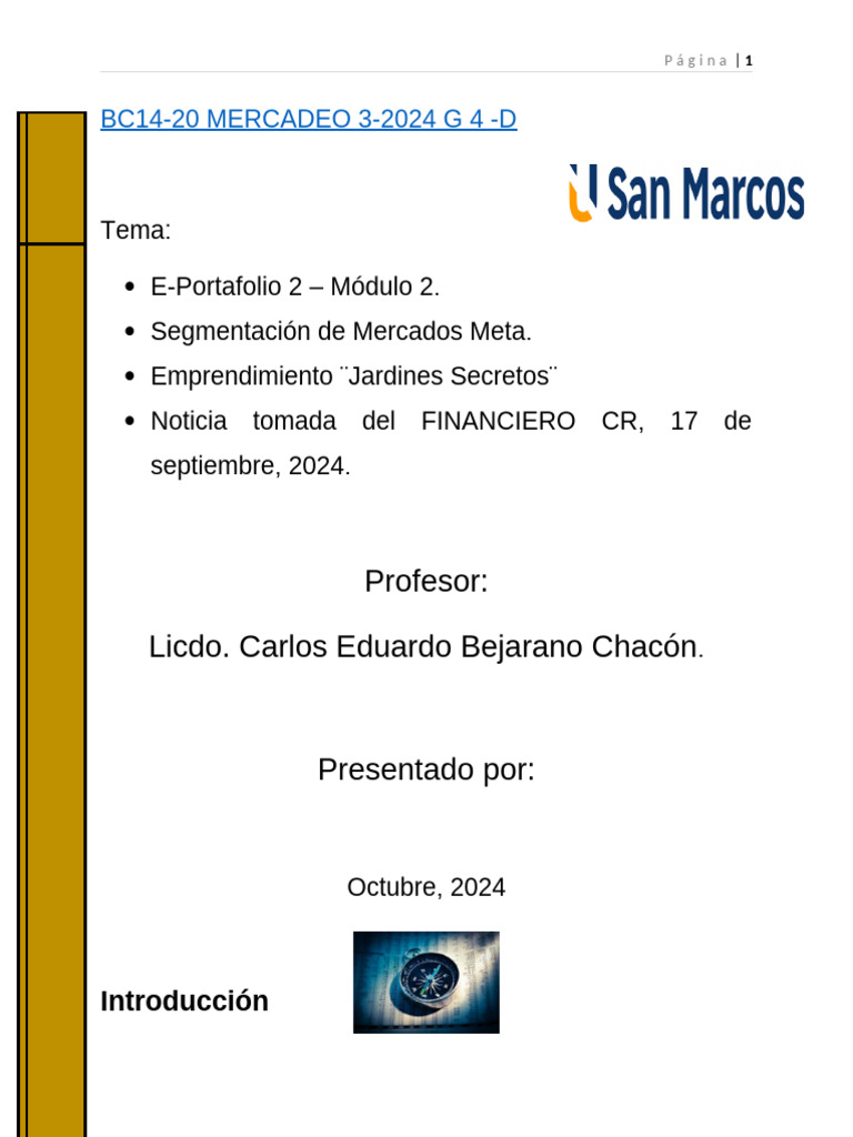 E-Portafolio 2 - Módulo 2 Mercadeo | PDF | Marketing | Segmentación de mercado