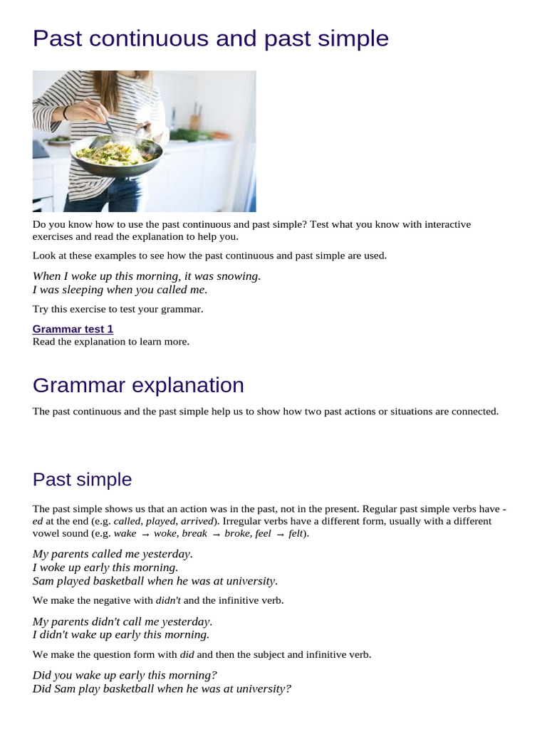 Past Simple vs. Past Continuous Guide | PDF | Semantic Units ...