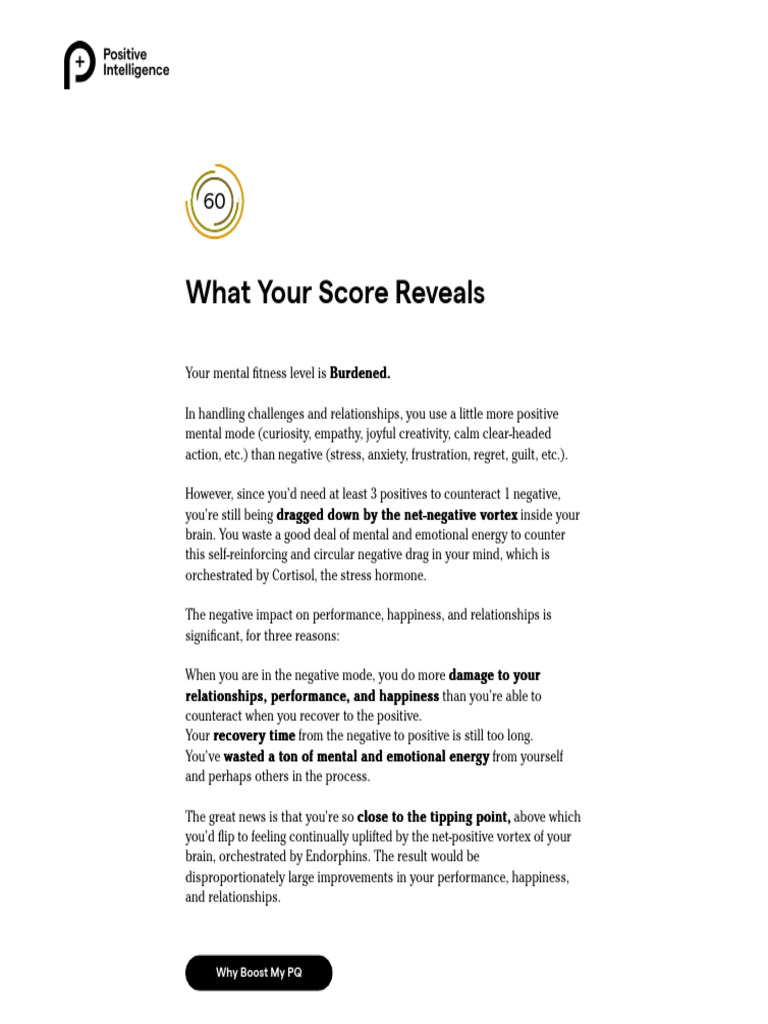 Assessments Positive Intelligence | PDF