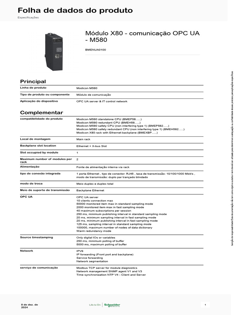 Schneider Electric - Modicon-M580-ePac - BMENUA0100 | PDF | Scada ...
