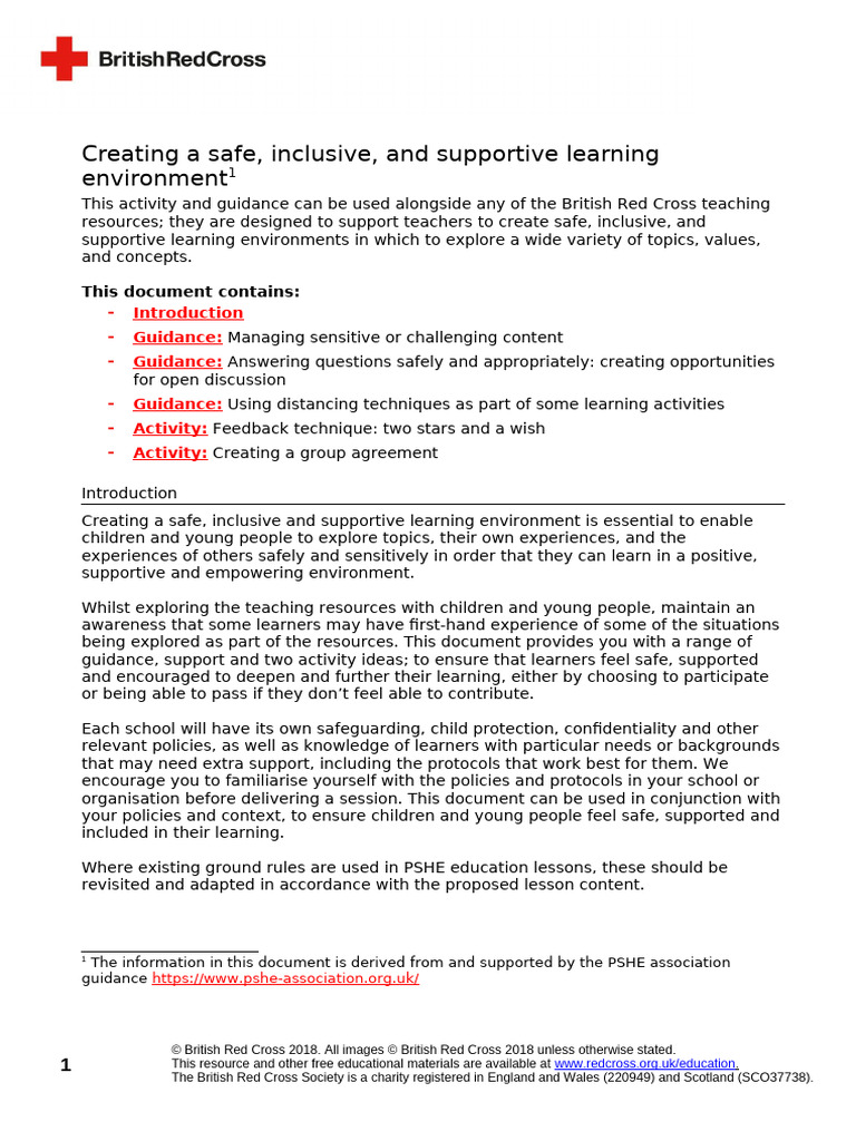 Creating A Safe Inclusive and Supportive Learning Environment - 0507 ...