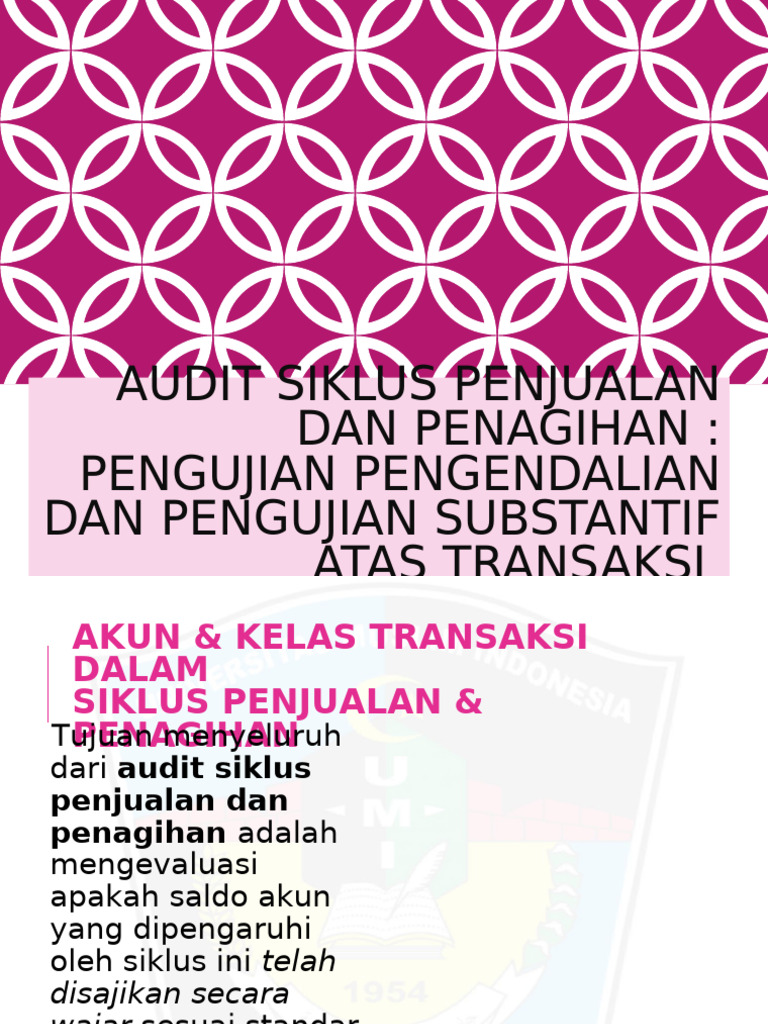Bab 14 Audit Siklus Penjualan Dan Penagihan, Pengujian Pengendalian & Substantif Atas Transaksi ...