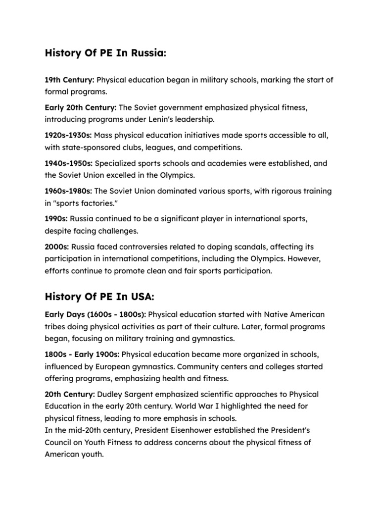 Global History of Physical Education | PDF | Physical Education | Sports