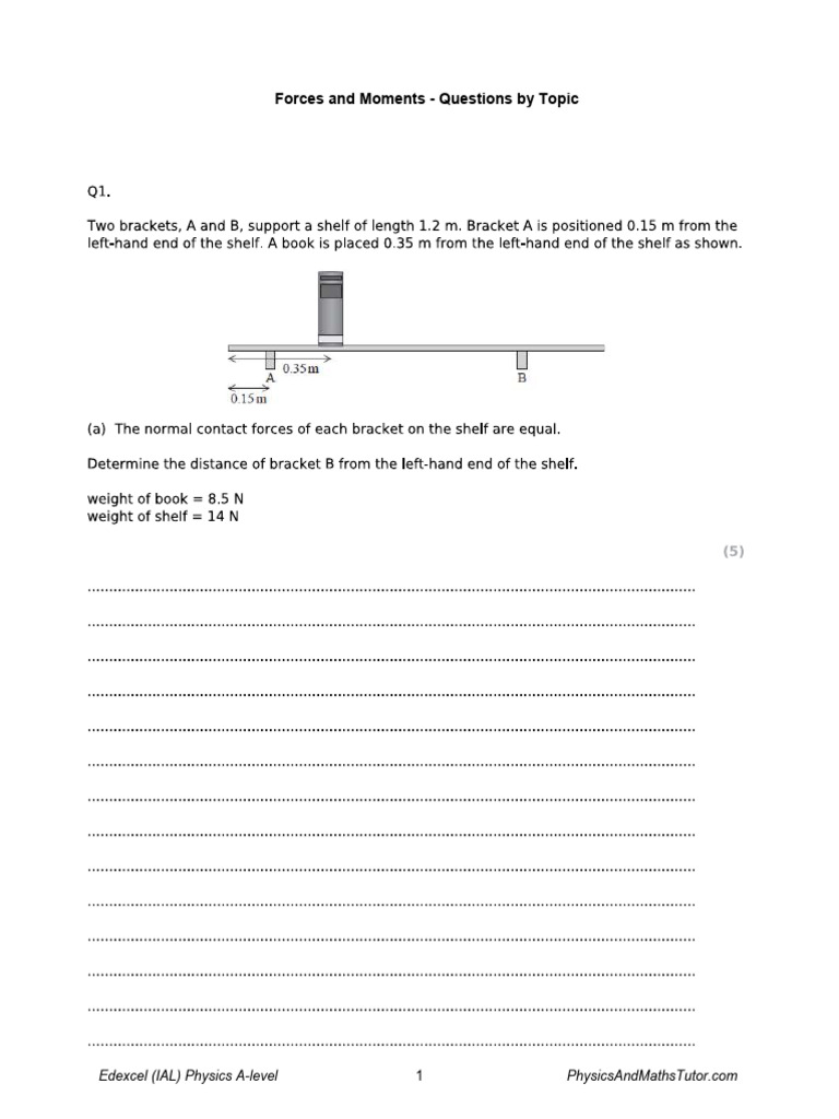 Forces and Moments A-Level Questions | PDF