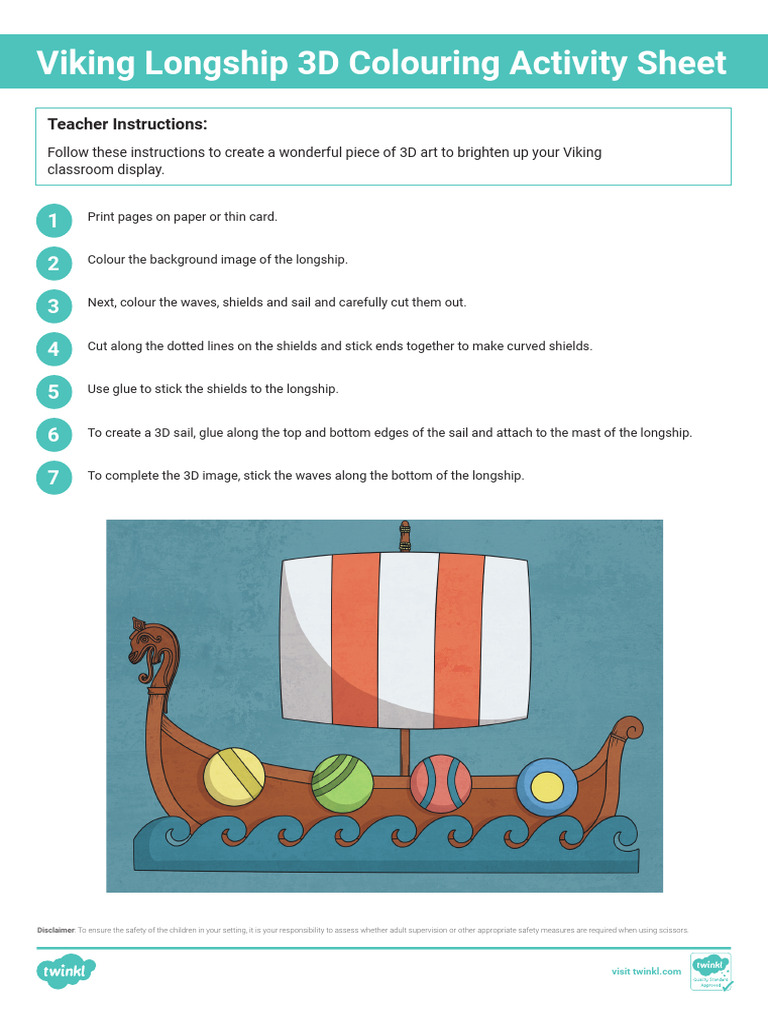 Cfe Ea 1700311214 Viking Longship 3d Colouring Activity Sheet - Ver - 1 ...