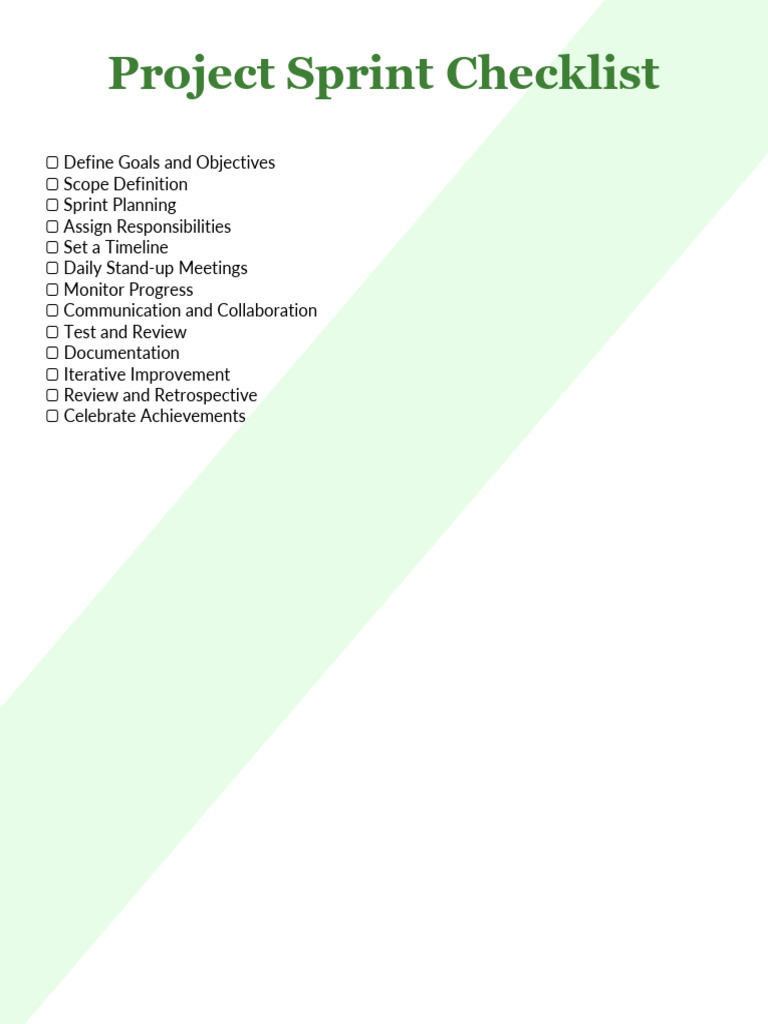 Project Sprint Checklist | PDF