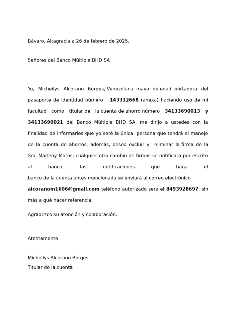 Carta de Exclusion de Firma | PDF