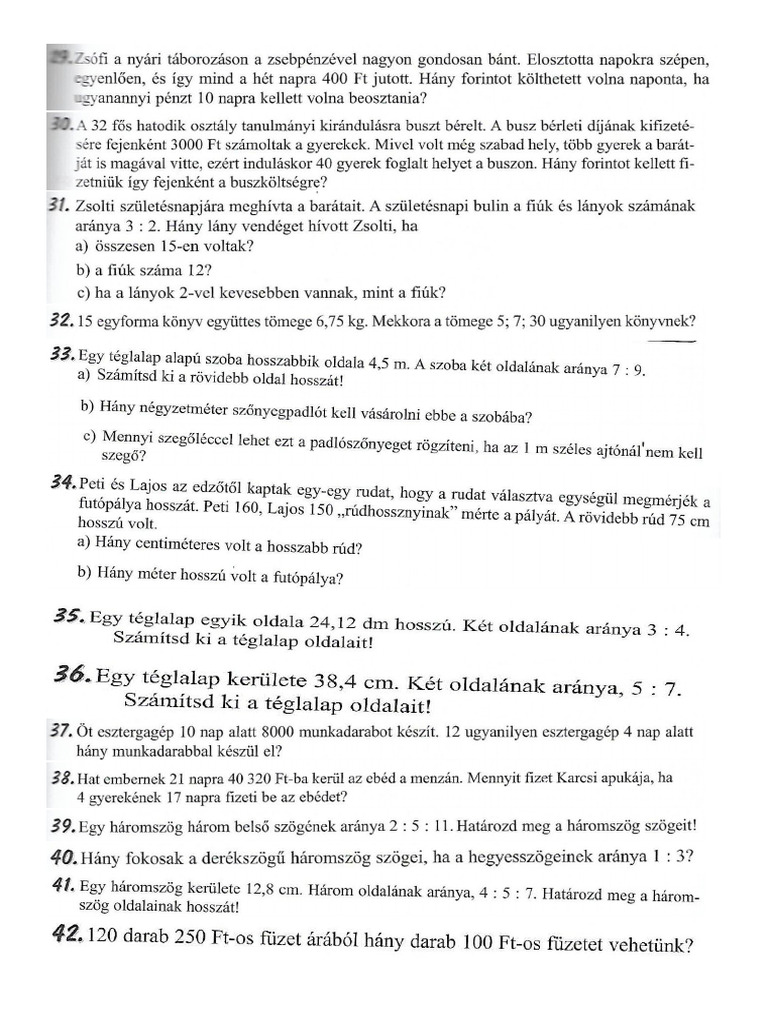 arányossági feladatok | PDF