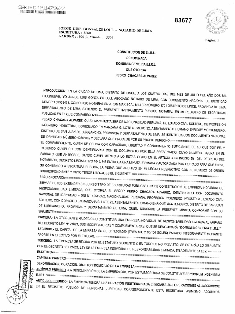 Constitucion de Eirl | PDF
