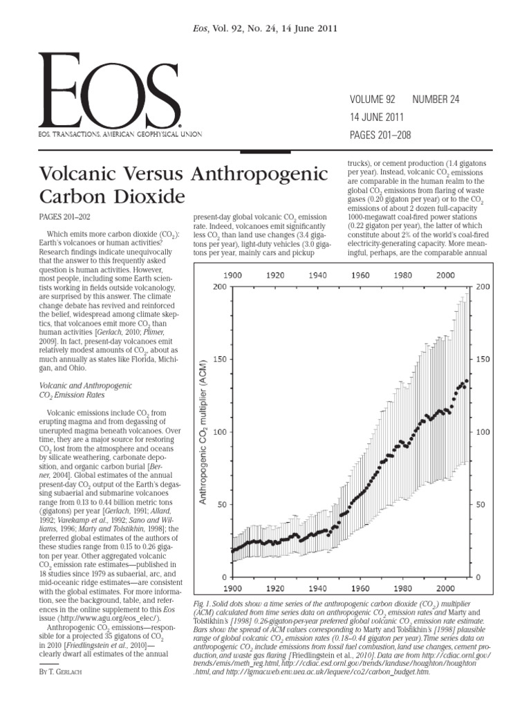 Gerlach_Volcanic versus anthropogenic carbon dioxide | PDF | Volcano | Carbon Dioxide
