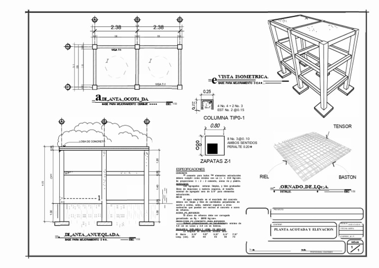 Plano De Base De Tinaco Pdf Hormigón Ingeniero Civil