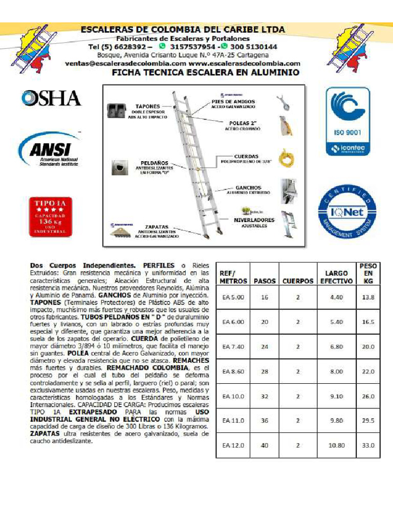 4. FICHA TECNICA ESCALERAS EA. 5.00 REF.82744 | PDF