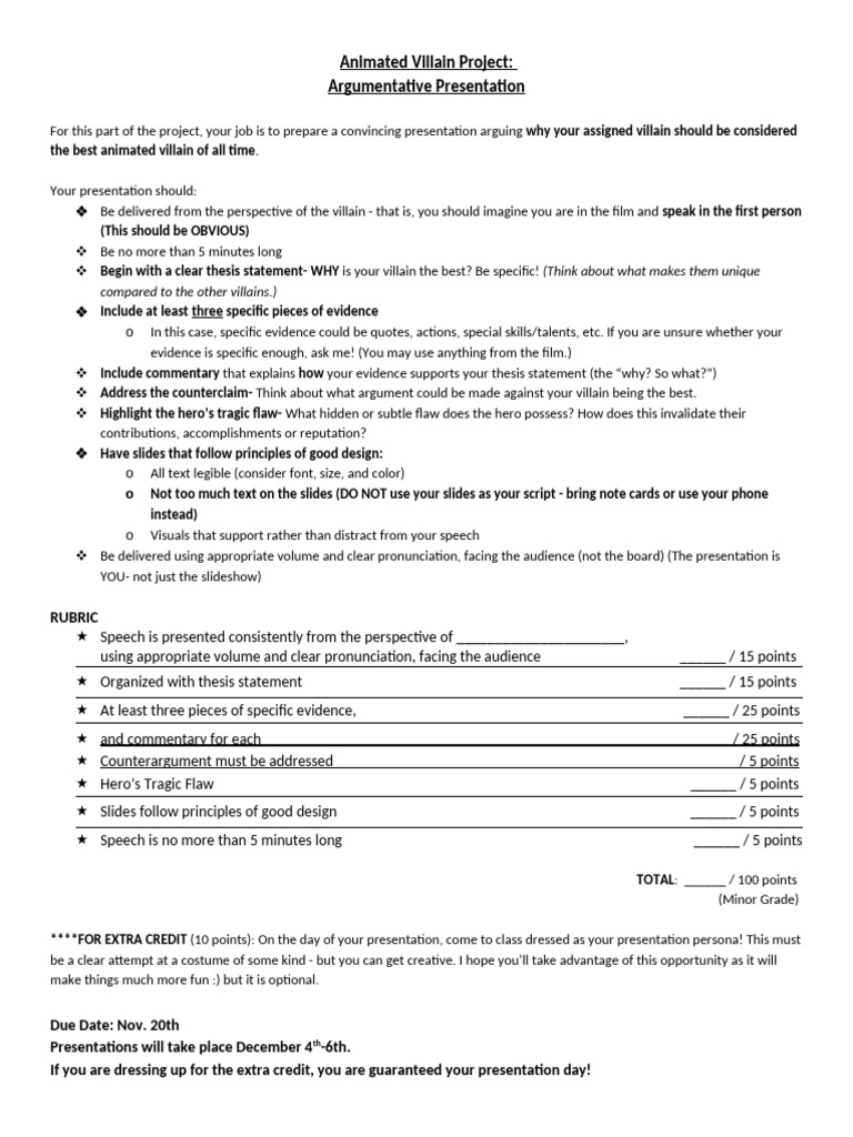 Animated Villain Project - Presentation | PDF