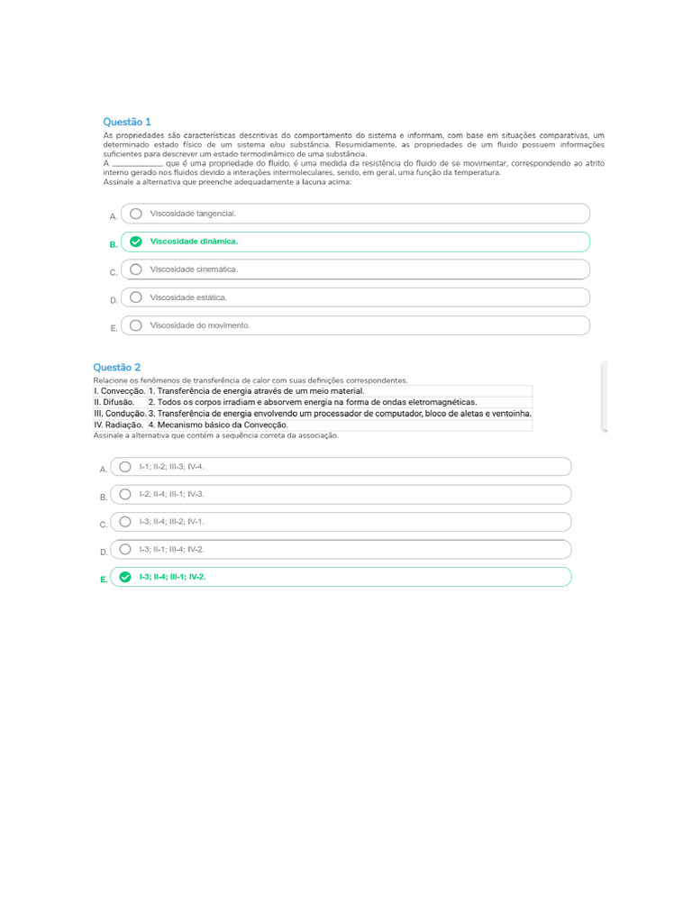 Prova Fenomeno de Transporte | PDF