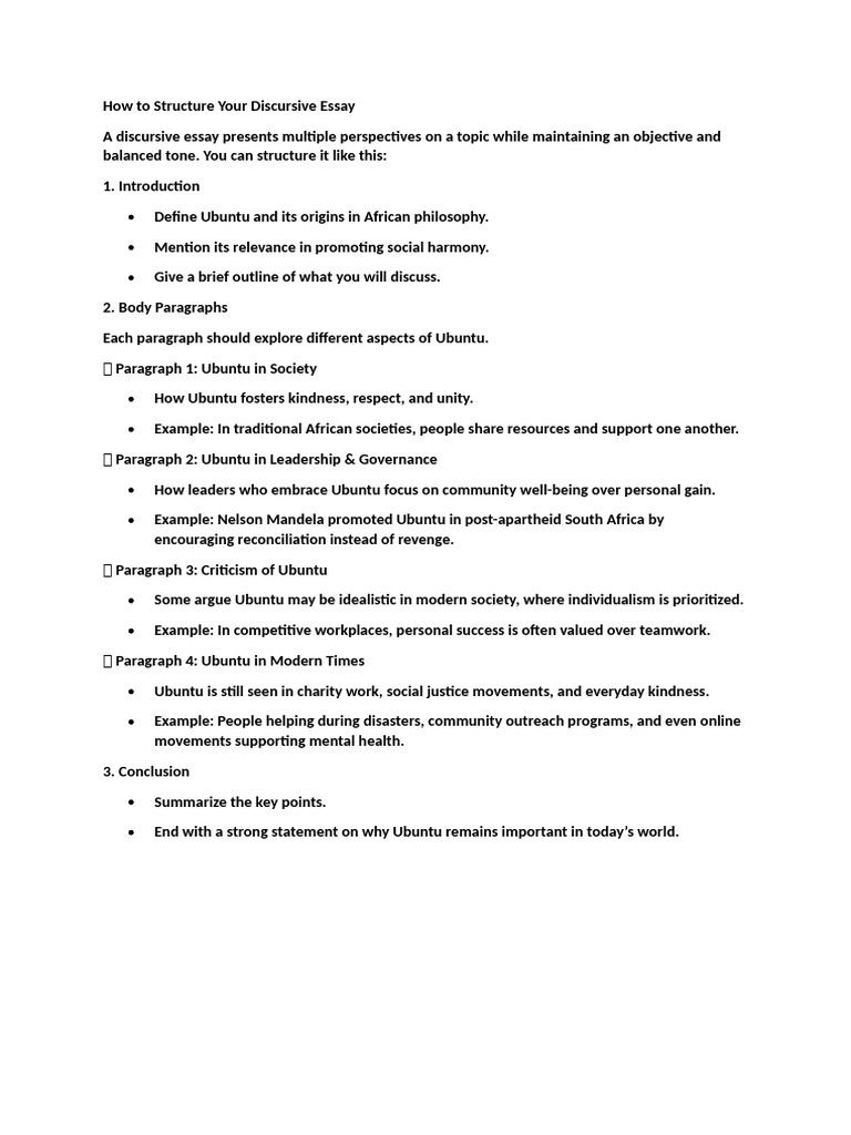 Structuring a Discursive Essay on Ubuntu | PDF