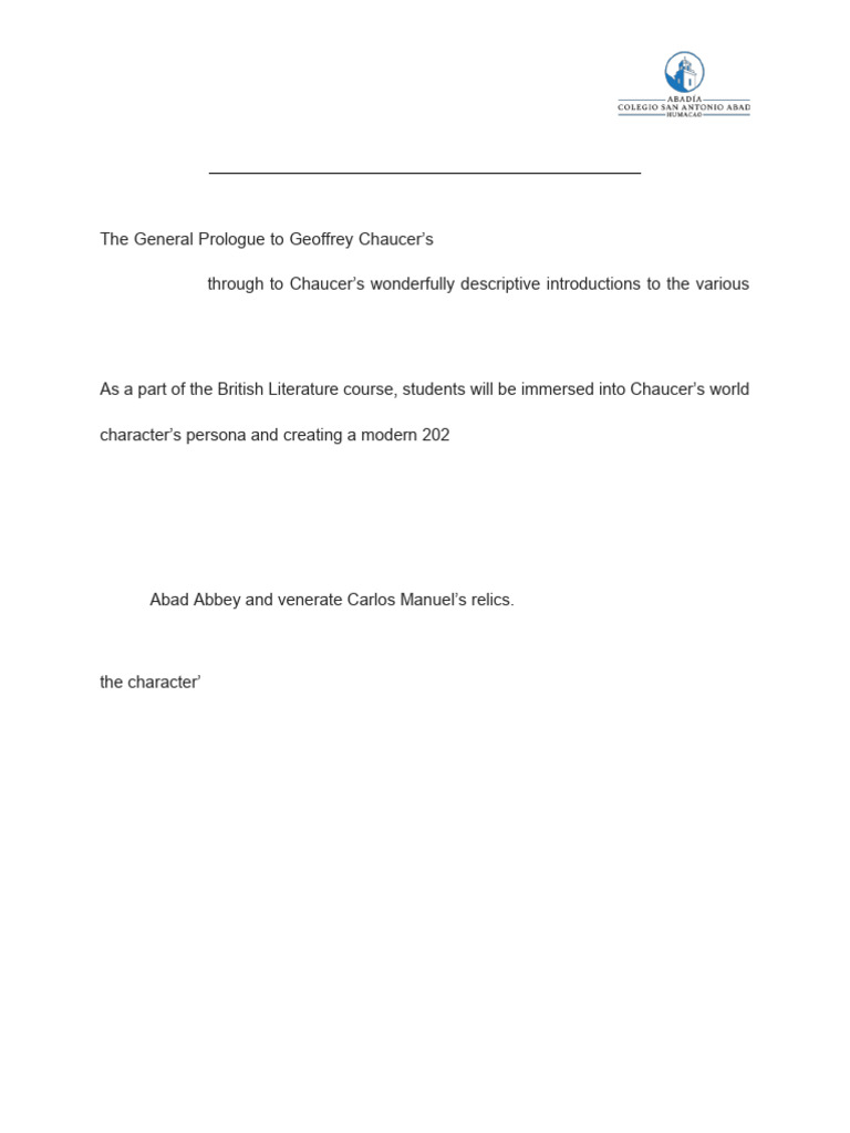 Canterbury Tales Assignment | PDF