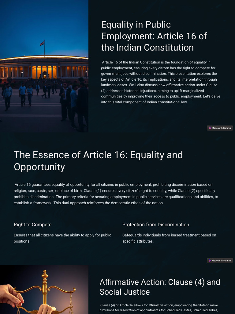 Equality in Public Employment: Article 16 | PDF | Affirmative Action ...