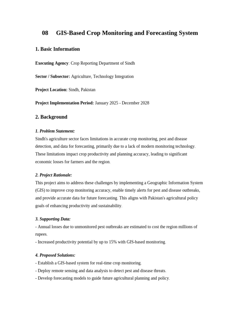GIS Crop Monitoring Project Proposal | PDF | Geographic Information ...