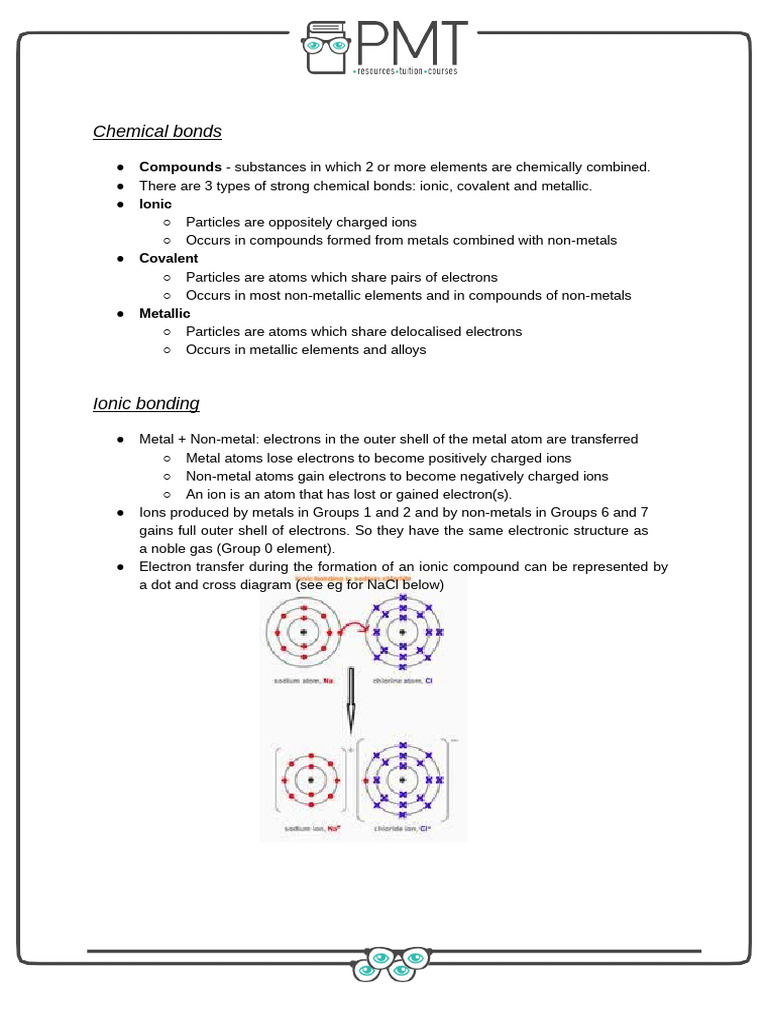 2.1 Chemical Bonds and Types of Bonding | PDF | Chemical Bond | Ion