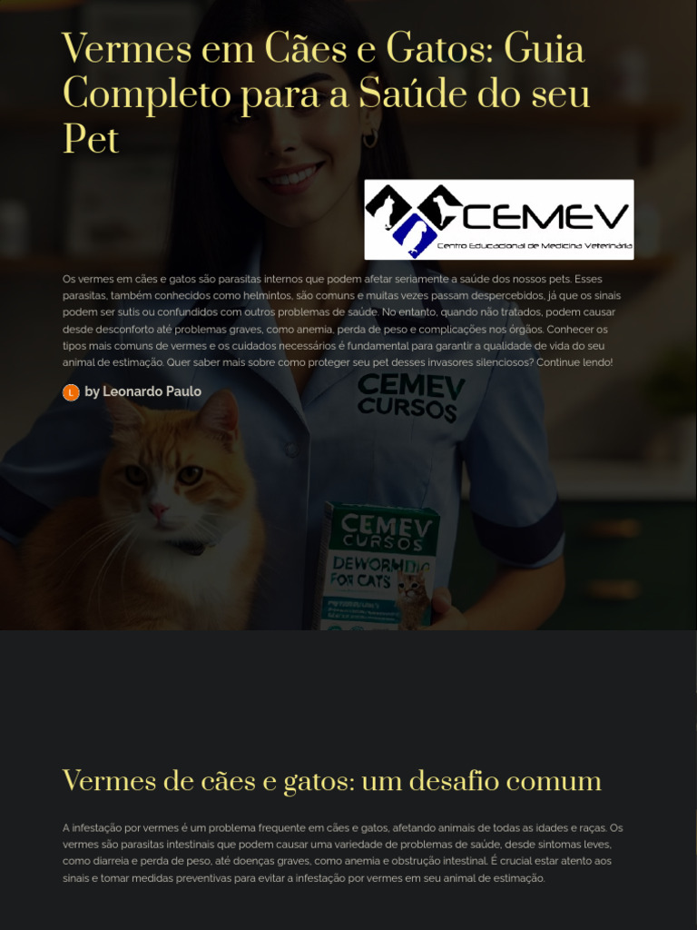 Vermes em Caes e Gatos Guia Completo para A Saude Do Seu Pet | PDF | Gatos | Animais e seres humanos