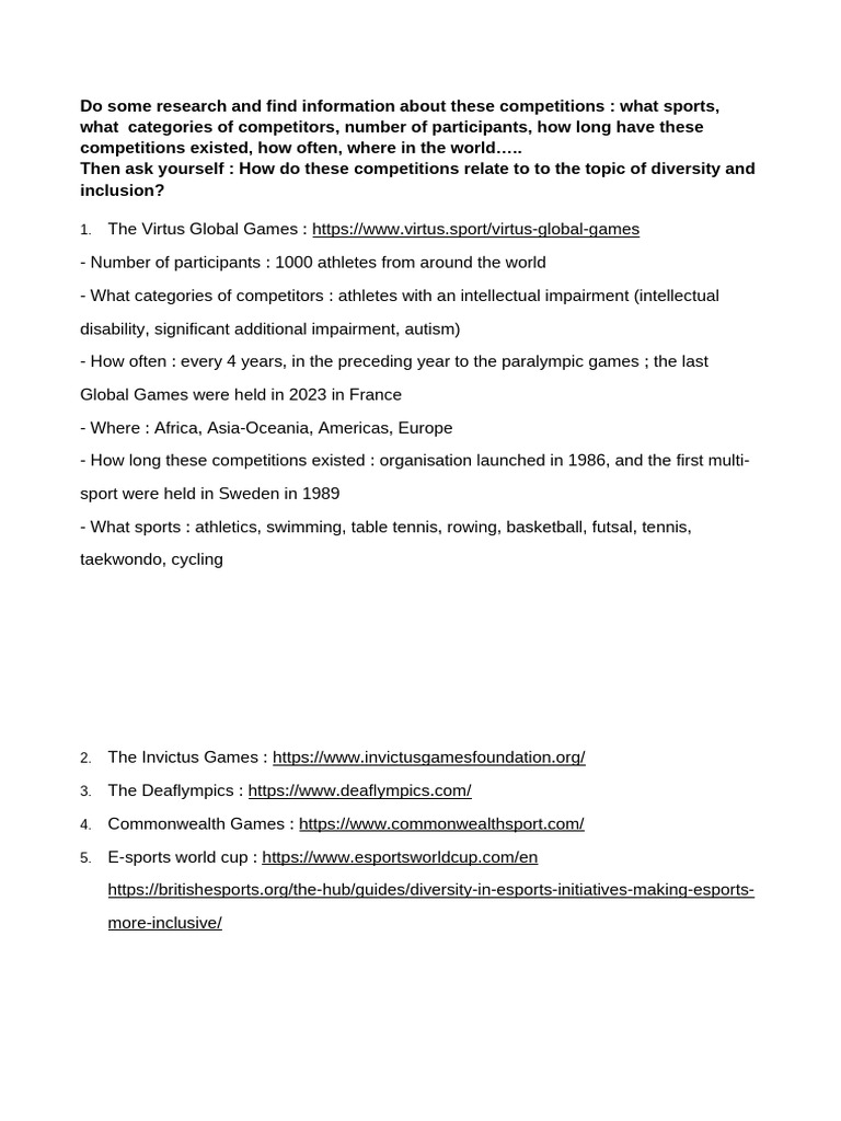 Research Sports and Inclusion | PDF