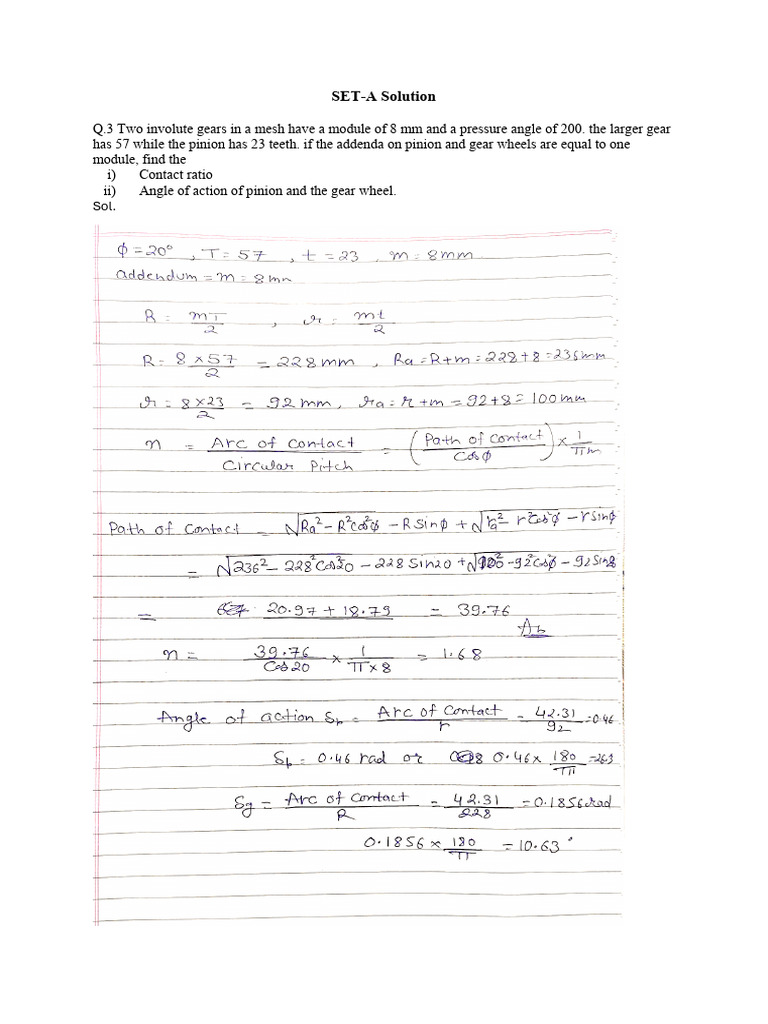 Solution MIDSEM-1 (Dynamics of Machines) | PDF | Gear | Mechanical Engineering