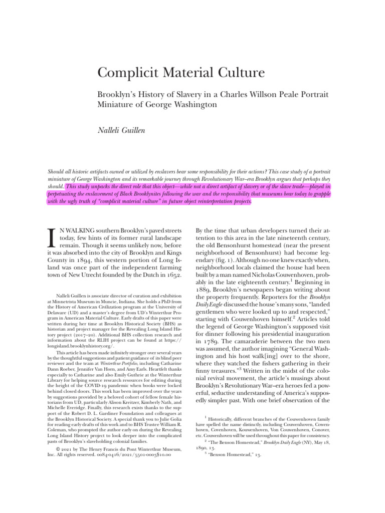 Guille_ Complicit Material Culture | PDF | Abolitionism | Slavery